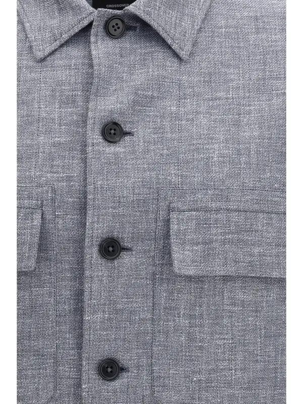 Zegna Crossover Shirt Jacket In Linen Wool And Silk - Gray