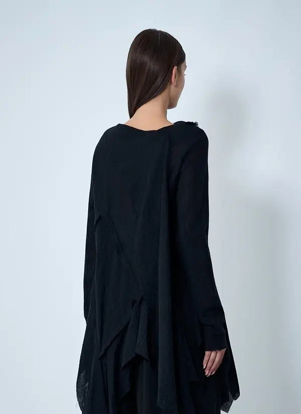 Yohji Yamamoto Gauzed Frilled Wool Blouse