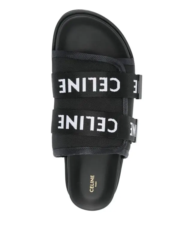 Celine Logo Print Strappy Sandals