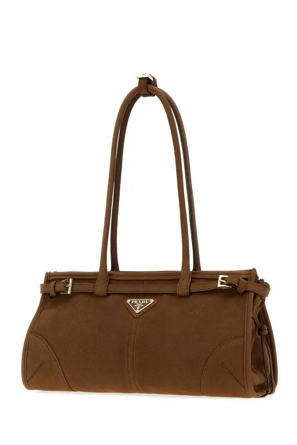 Prada Bonnie Nabuk Shoulder Bag - Brown