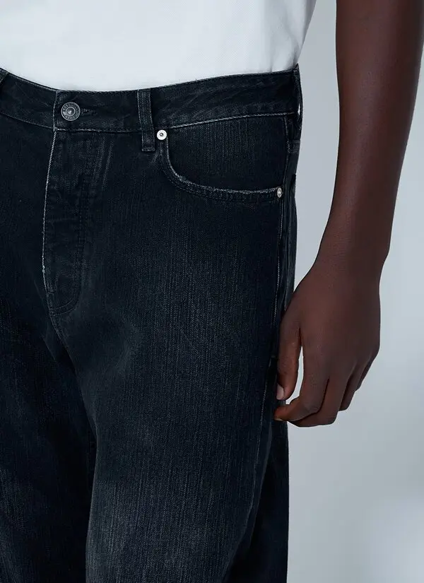 Balenciaga Distressed Straight Leg Jeans - Black