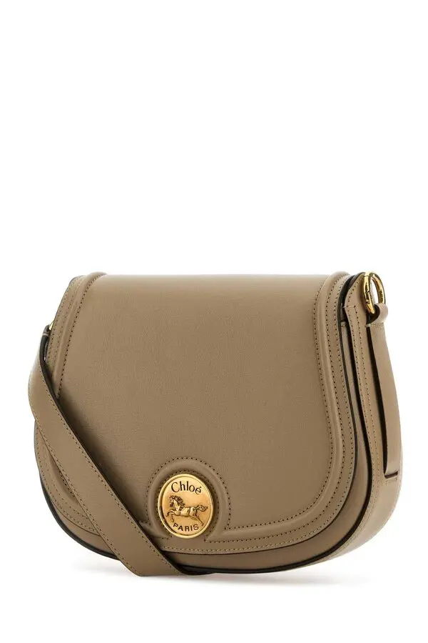 Chloé Leather Horse Medal Crossbody Bag - Brown