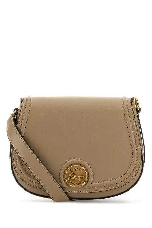 Chloé Leather Horse Medal Crossbody Bag - Brown