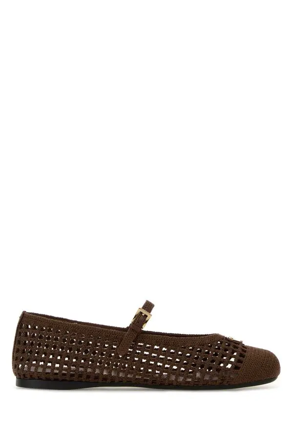 Prada Crochet Ballerinas - Brown