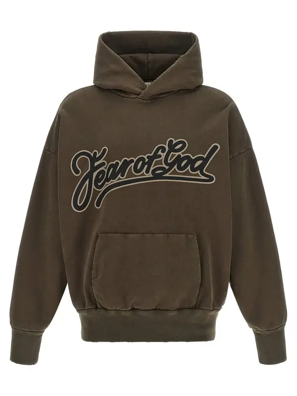 Fear Of God Classic Hoodie With Vintage Wash And Graphic Print