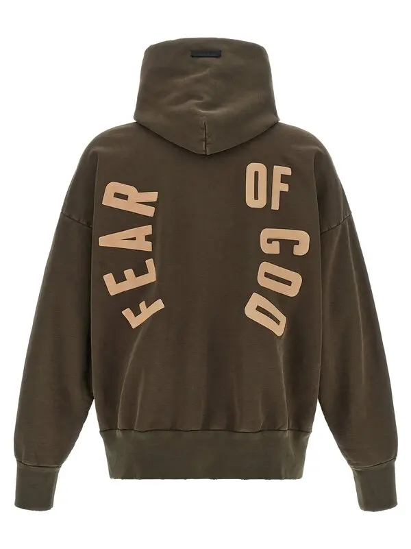 Fear Of God Classic Hoodie With Vintage Wash And Graphic Print