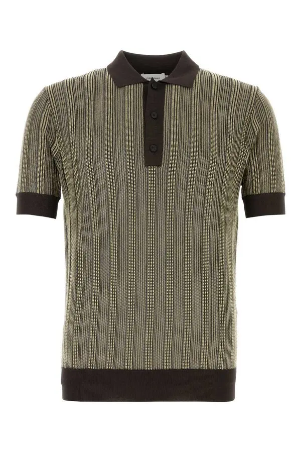 FERRAGAMO Embroidered Stretch Viscose Blend Polo Shirt - Multicolor