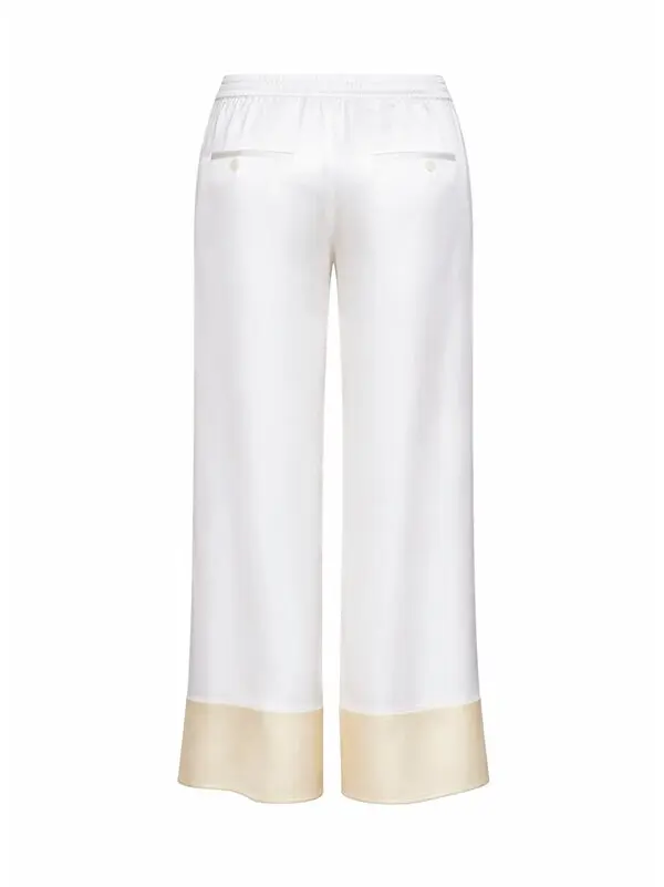 TOTEME White Satin Drawstring Pajama-style Trousers - Multicolor