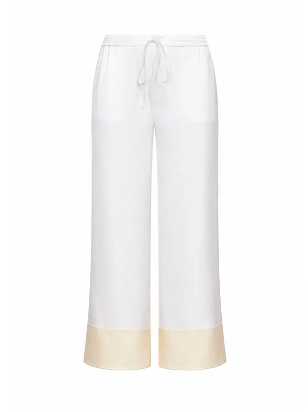 TOTEME White Satin Drawstring Pajama-style Trousers - Multicolor