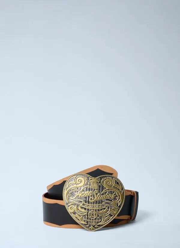 Acne Studios Heart Logo Engraved Leather Belt - Multicolor