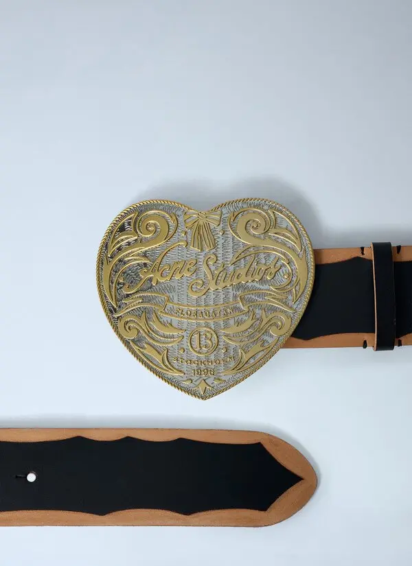 Acne Studios Heart Logo Engraved Leather Belt