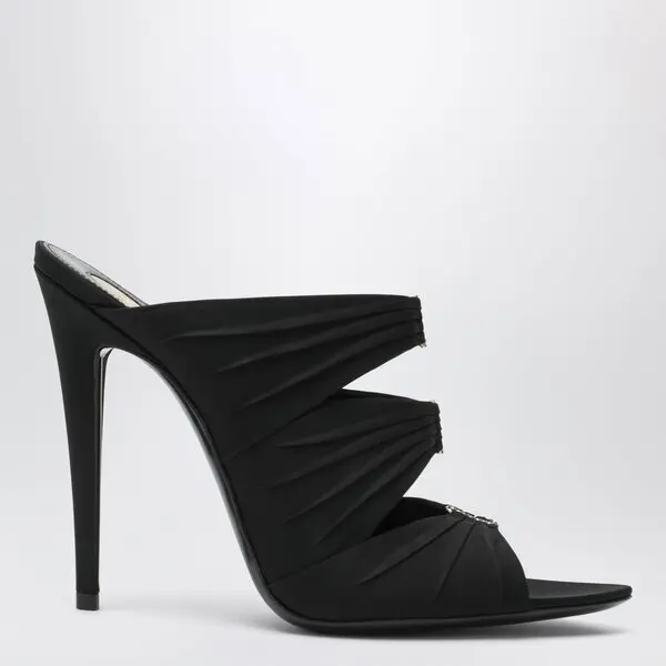 Saint Laurent Emilie Mules In Crepe Satin - Black