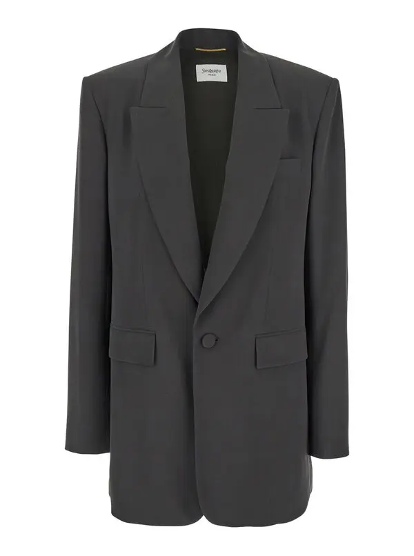 Saint Laurent Single-breasted Jacket With Peak Lapels - Gray