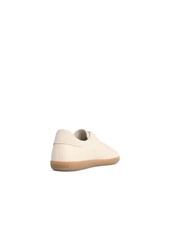 Zegna Low Top Sneakers In Calfskin Leather - Cream