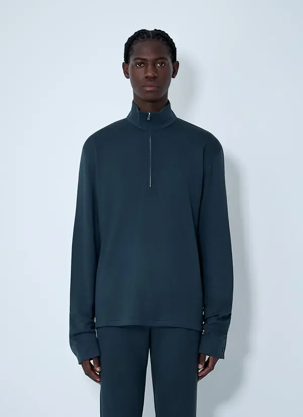 RIER Riers High Neck Half-zip Wool Pullover - Black