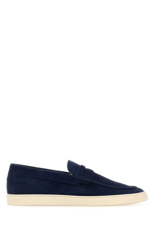 Brunello Cucinelli Navy Suede Loafers With Tassel Detail - Blue