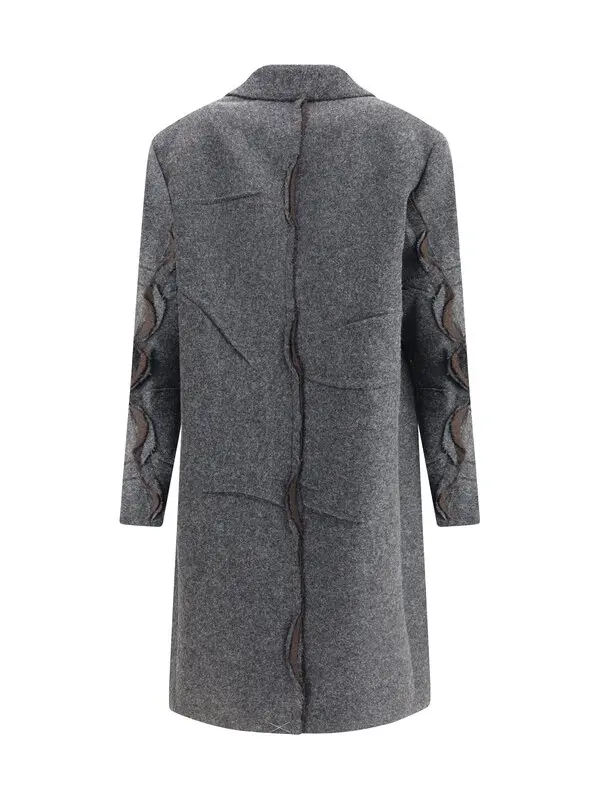 Prada Single-breasted Shetland Wool Coat With Notched Lapel And Vented Back