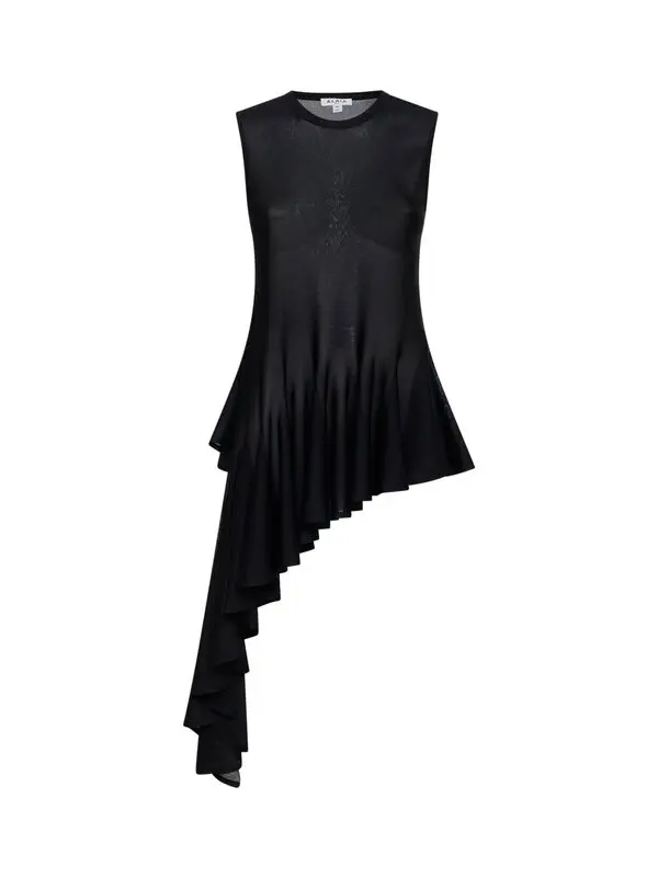 Alaïa Black Viscose Knit Asymmetric Godet Top - Multicolor