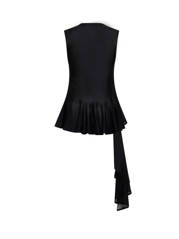 Alaïa Black Viscose Knit Asymmetric Godet Top - Multicolor
