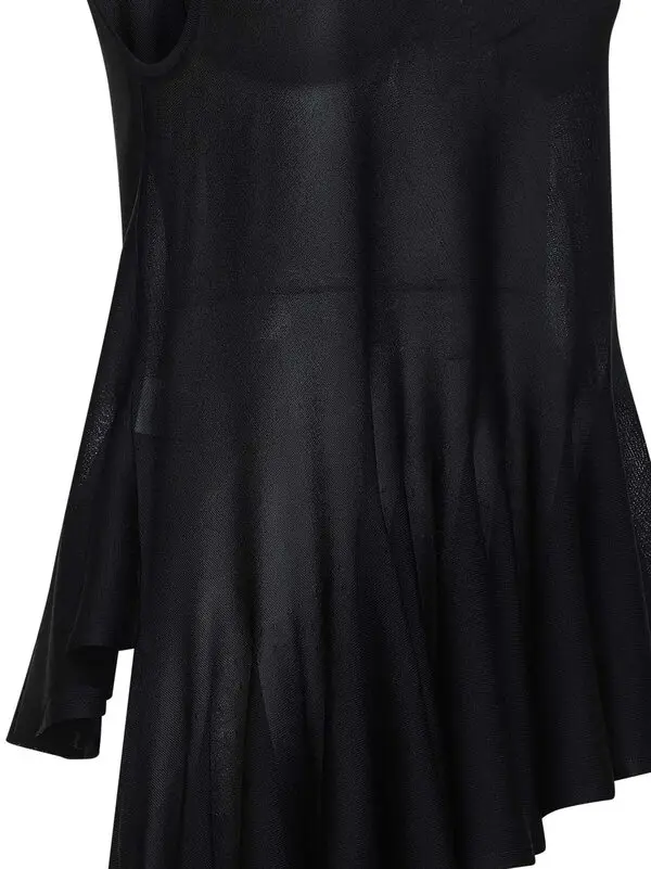 Alaïa Black Viscose Knit Asymmetric Godet Top - Multicolor