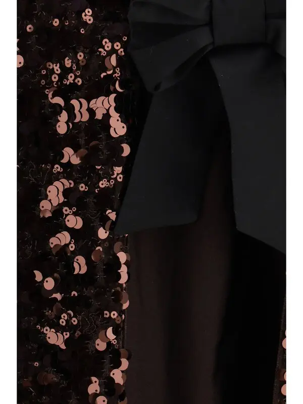 GANNI Sequin Top With Open Back And Bow Detail