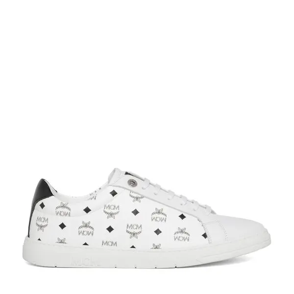 Mcm Printed Canvas Terrain Sneakers - White