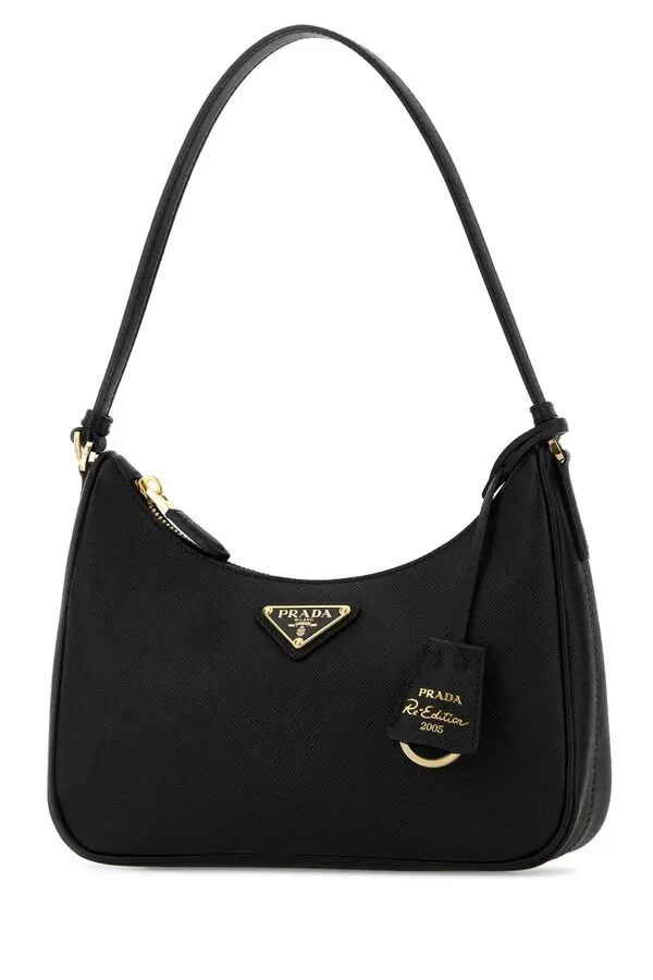 Prada Re-edition 2005 Leather Shoulder Bag - Black