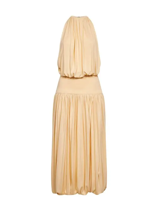 TOTEME Fluid Viscose Gathered Midi Dress - Multicolor