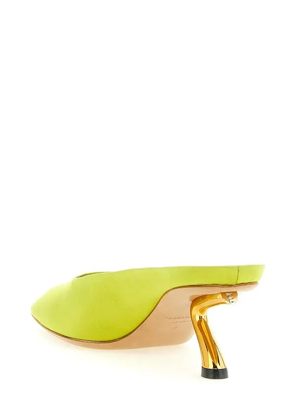FERRAGAMO Safi Mules With Sculptural Heel - Yellow