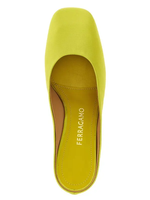 FERRAGAMO Safi Mules With Sculptural Heel - Yellow