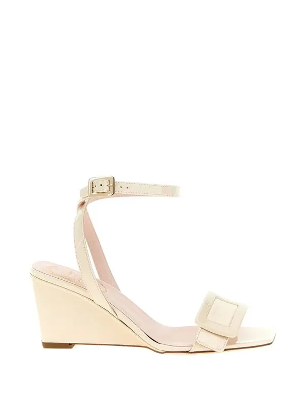 ROGER VIVIER Belle Vivier Patent Leather Wedge Mules - Multicolor