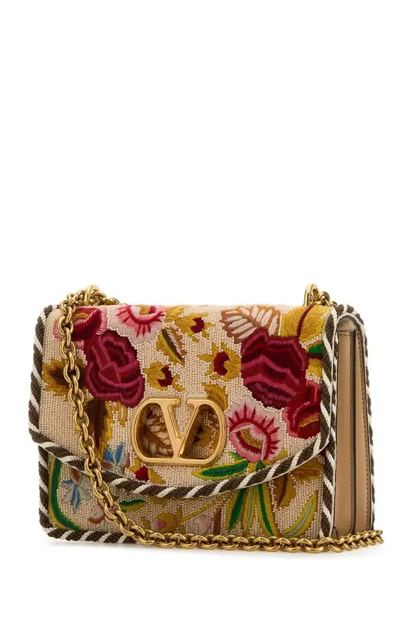 Valentino Garavani Embroidered Fabric Shoulder Bag