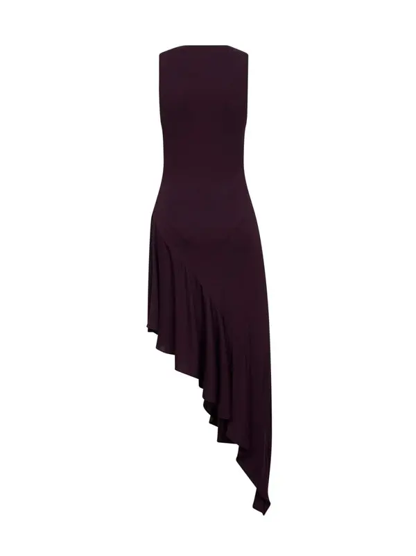 Alaïa Burgundy Fluid Jersey Asymmetric Dress