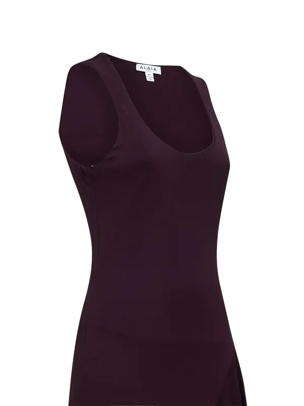 Alaïa Burgundy Fluid Jersey Asymmetric Dress