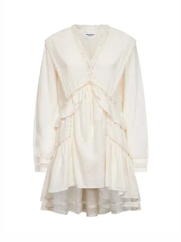 Isabel Marant Étoile Ecru Gauze And Lace Damya Mini Dress - Multicolor
