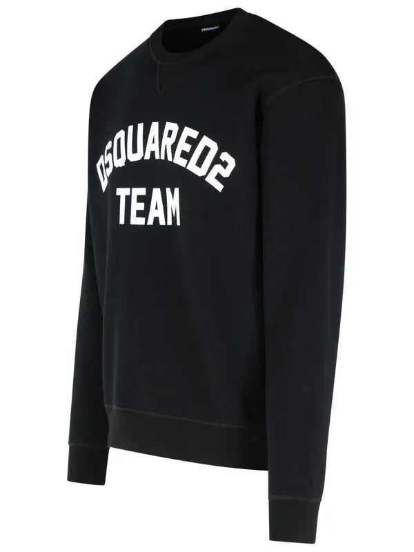 Dsquared2 Cotton Crewneck Sweatshirt With Contrast Logo Print - Black