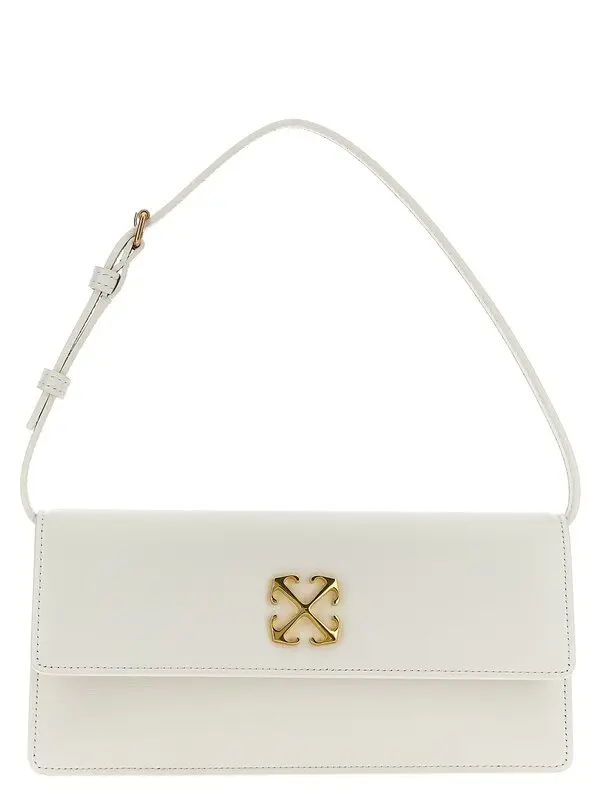 Off-White Jitney 1.0 Leather Shoulder Bag With Metal Logo - White