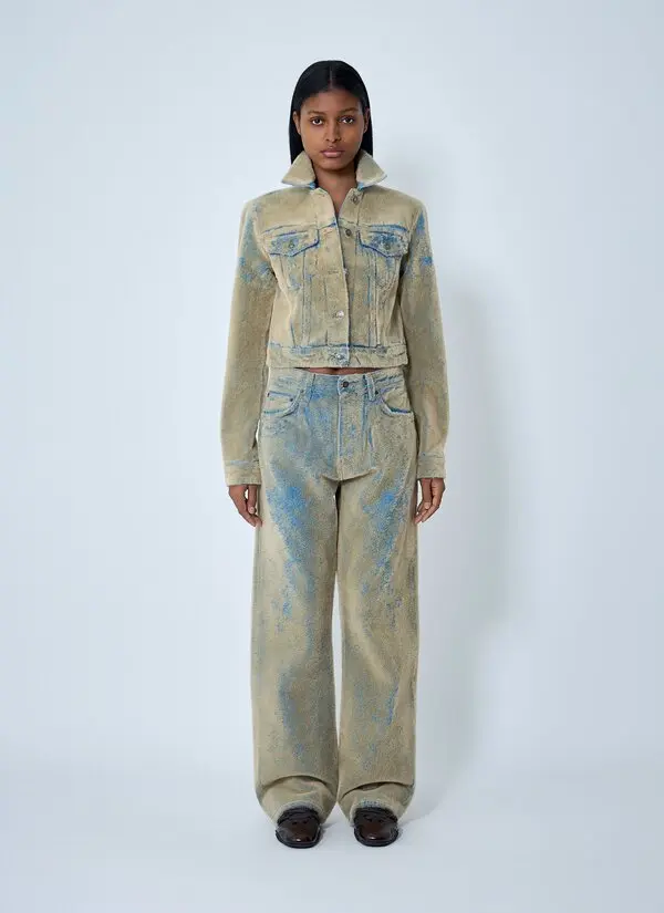 Acne Studios Cropped Textured Denim Jacket