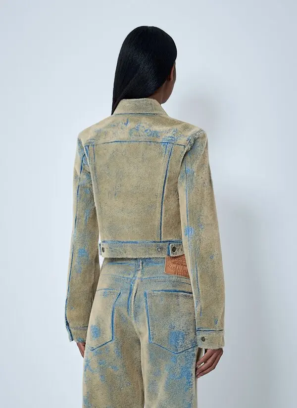 Acne Studios Cropped Textured Denim Jacket
