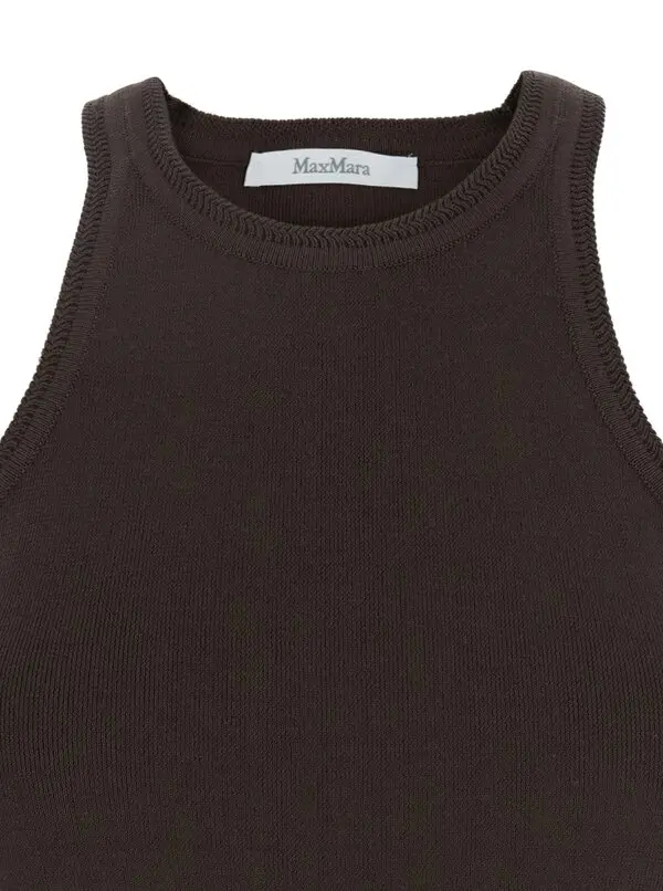 Max Mara Halterneck Sleeveless Cotton Knit Top - Brown