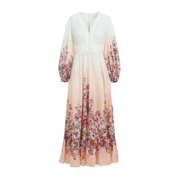 Zimmermann Awaken Plunge Maxi Dress With Floral Print - Multicolor