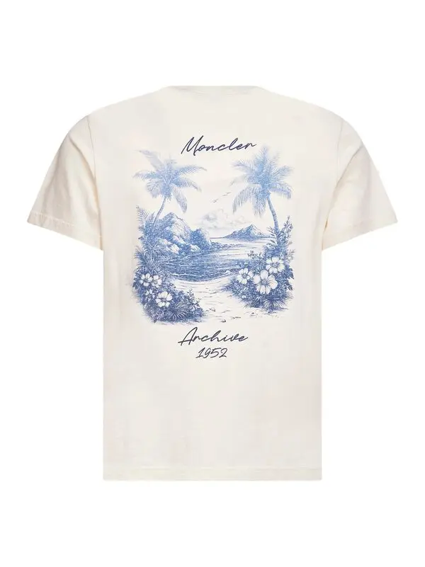 Moncler White Cotton Jersey Printed T-shirt