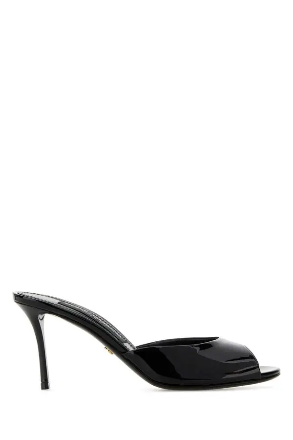 Dolce & Gabbana Leather Keira Mules - Black