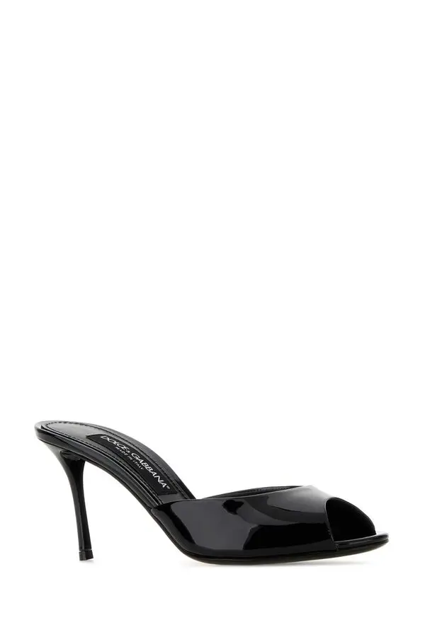 Dolce & Gabbana Leather Keira Mules - Black