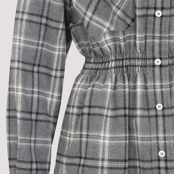 Miu Miu Checked Cotton Dress With Contrast Collar