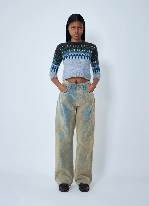 Acne Studios Flocked Denim Jeans - Blue