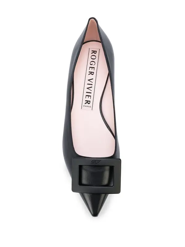 ROGER VIVIER Gommettine Leather Buckle Ballet Flats