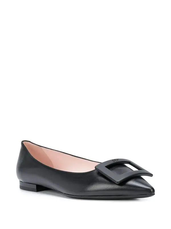 ROGER VIVIER Gommettine Leather Buckle Ballet Flats