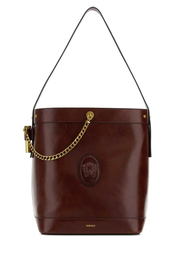 Versace Leather Bucket Bag - Red