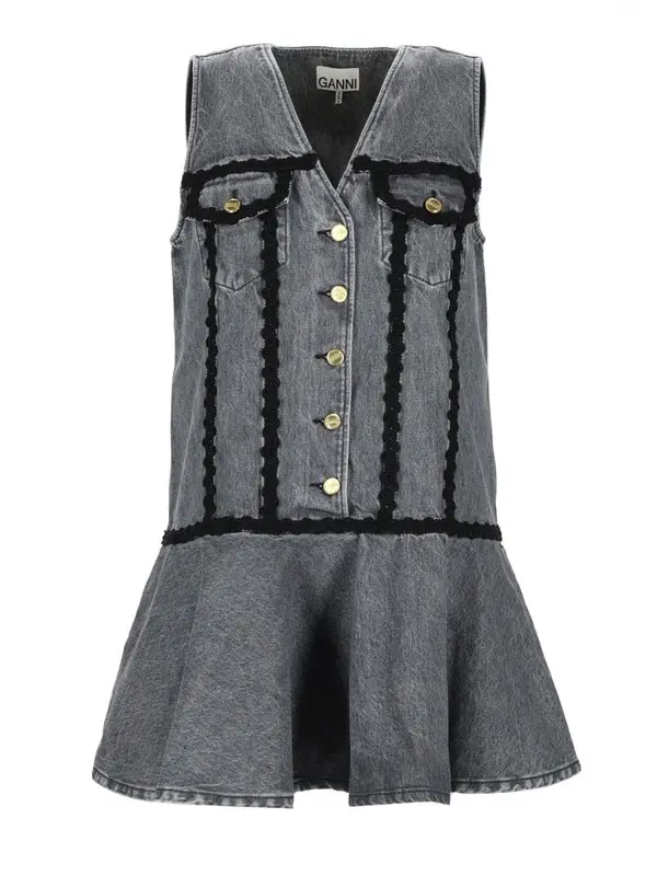 GANNI Cotton Mini Dress - Multicolor